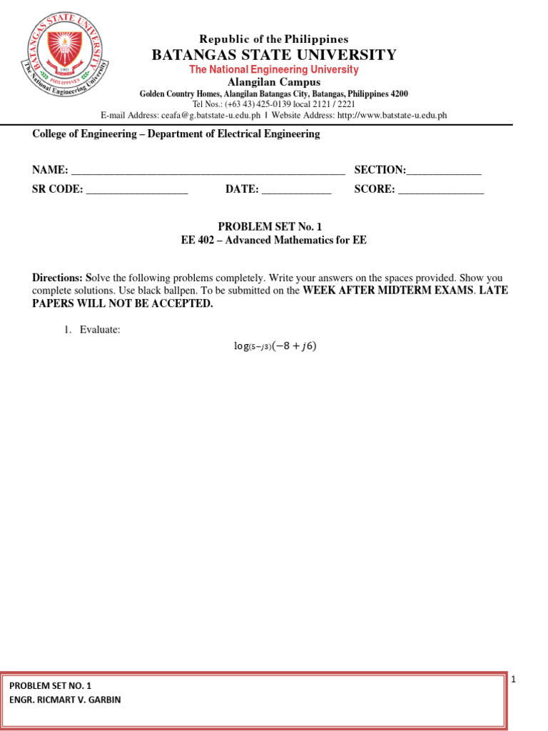 Problem Set No. 1 Admath | PDF | Mathematical Objects | Mathematics