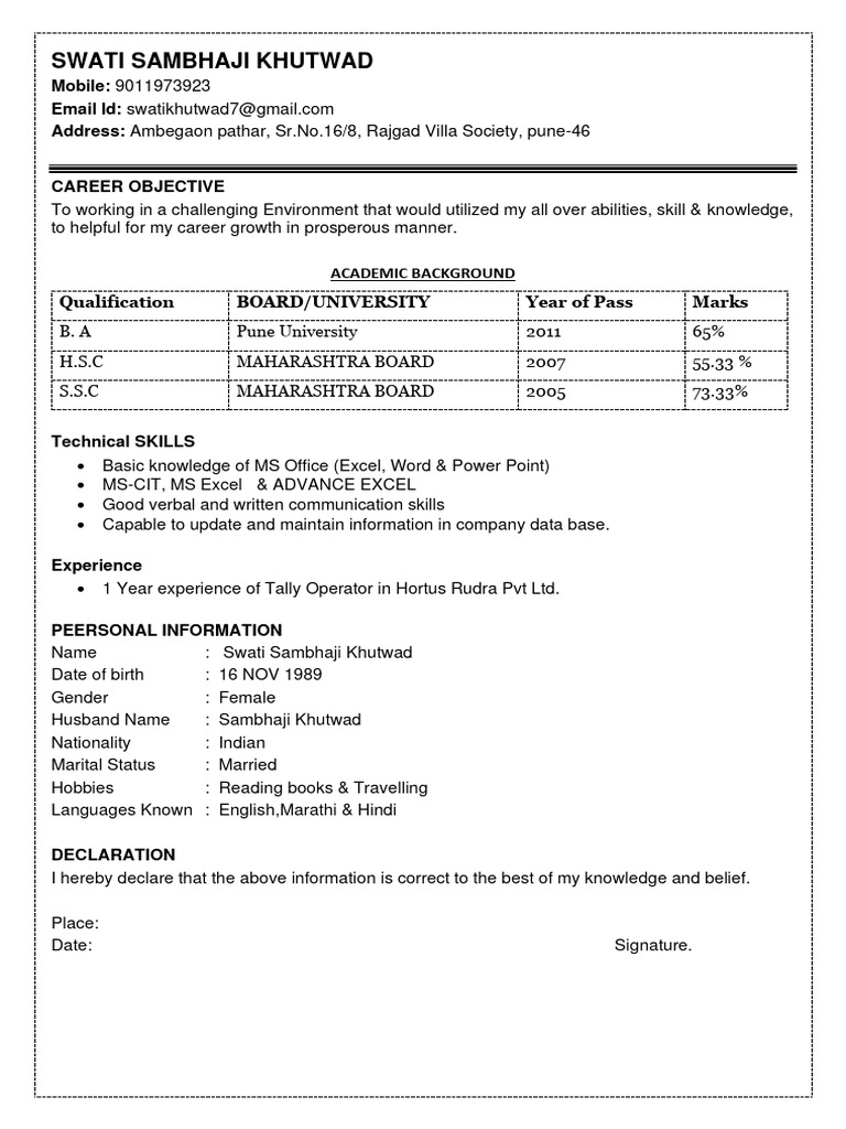 Swati Khutwad - Resume and Skills Overview | PDF