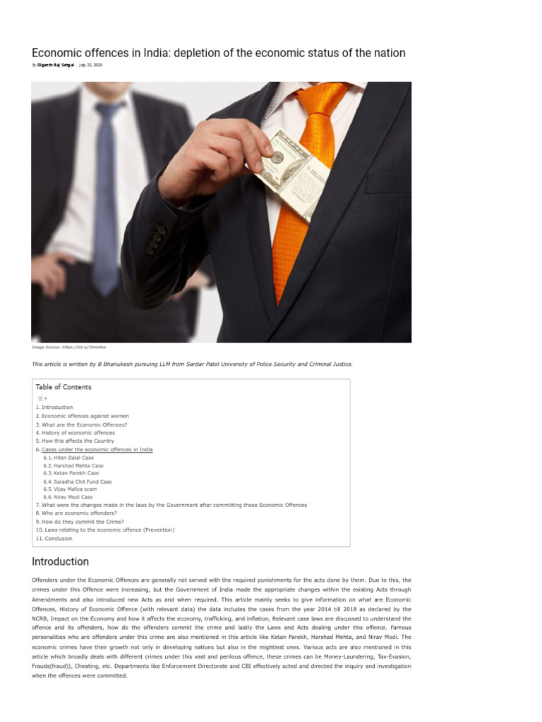 3 Economic Offences and Its Impact On Economy. | PDF | Crimes | Crime ...