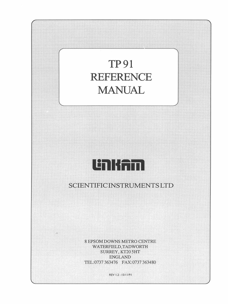 Linkam TP91 Reference Manual | PDF | Resistor | Electronic Engineering