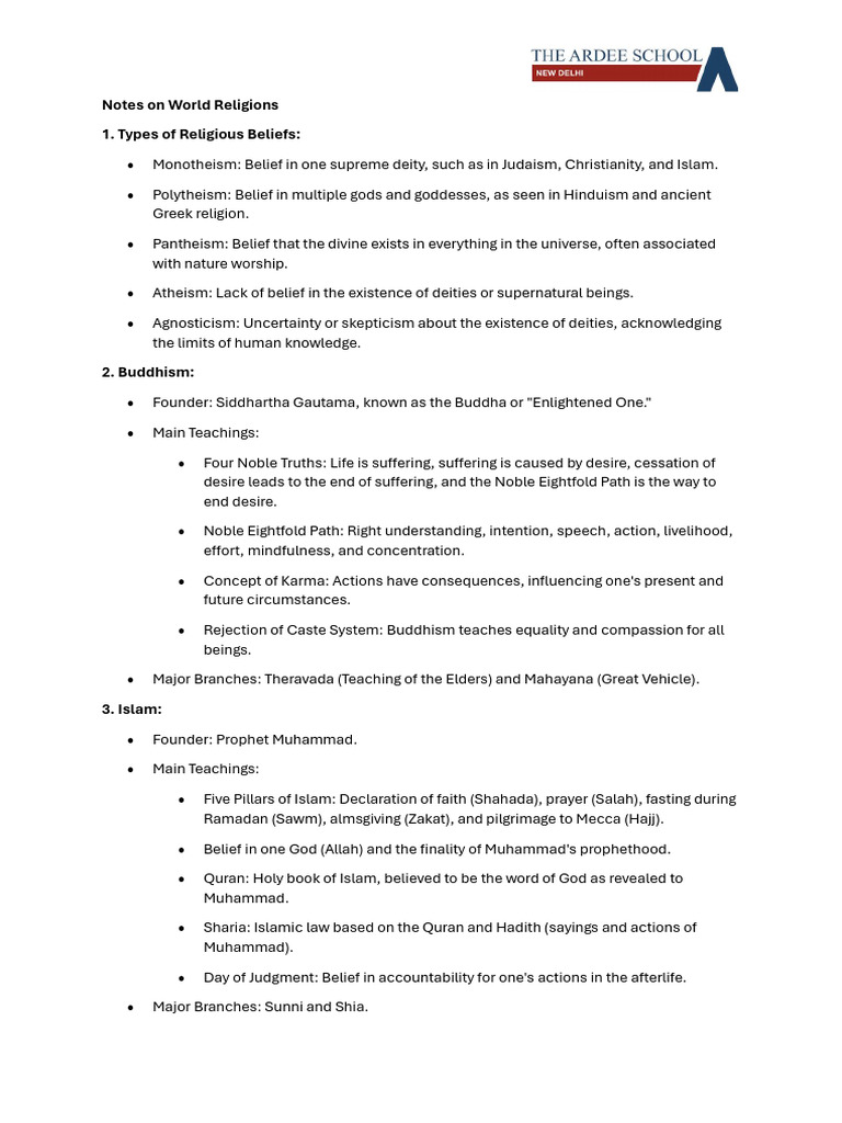 World Religion Notes | PDF | Deities | God