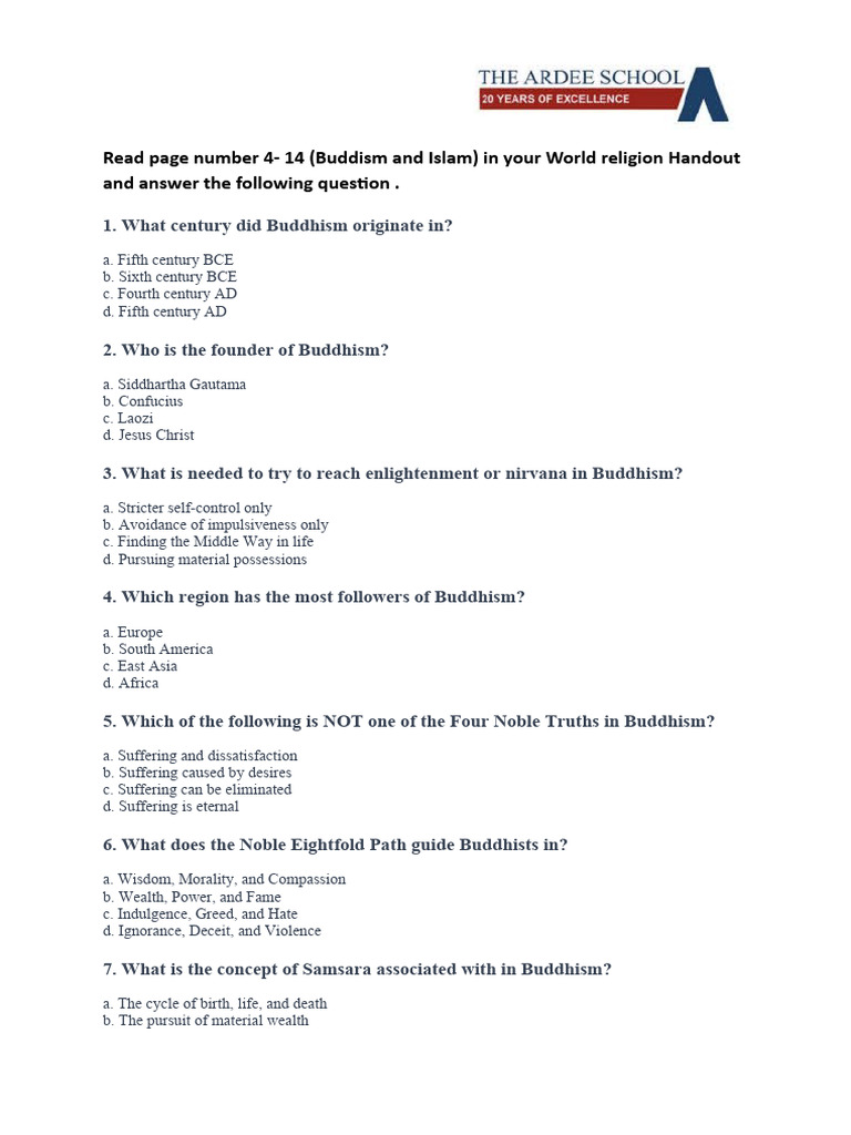 Grade 6 Homework (2) | PDF | Nirvana | Religious Belief And Doctrine