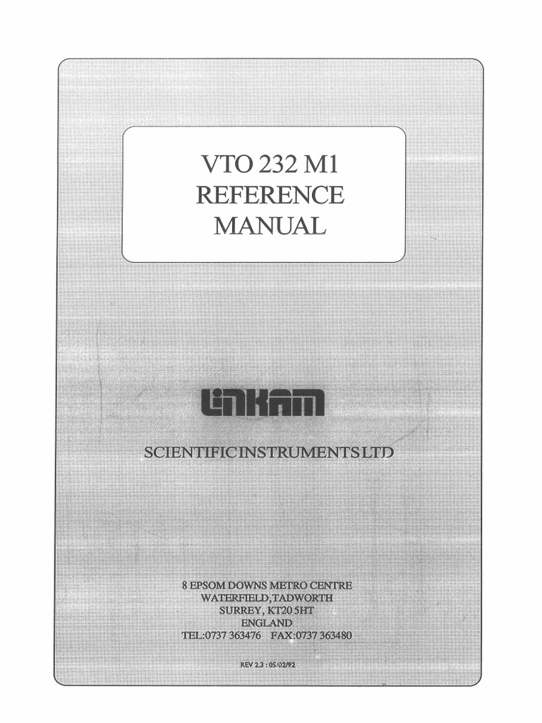 Linkam VTO232M1 Reference Manual | PDF | Cursor (User Interface) | Computer Keyboard