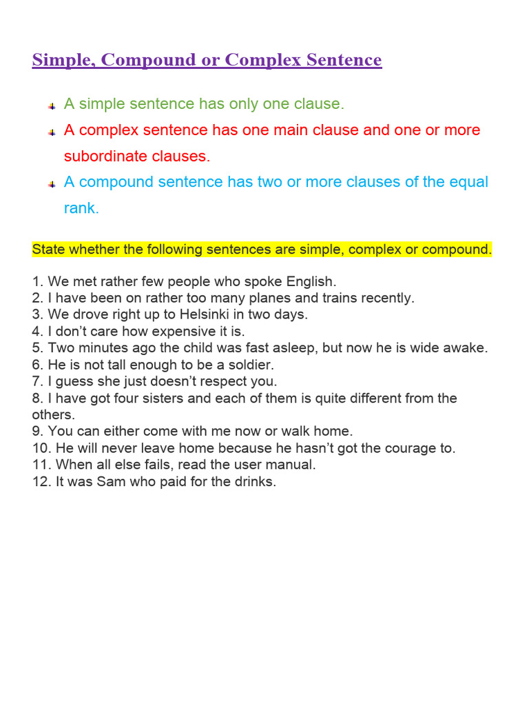 Simple, Complex, Compound | PDF | Language Arts & Discipline | Poetry