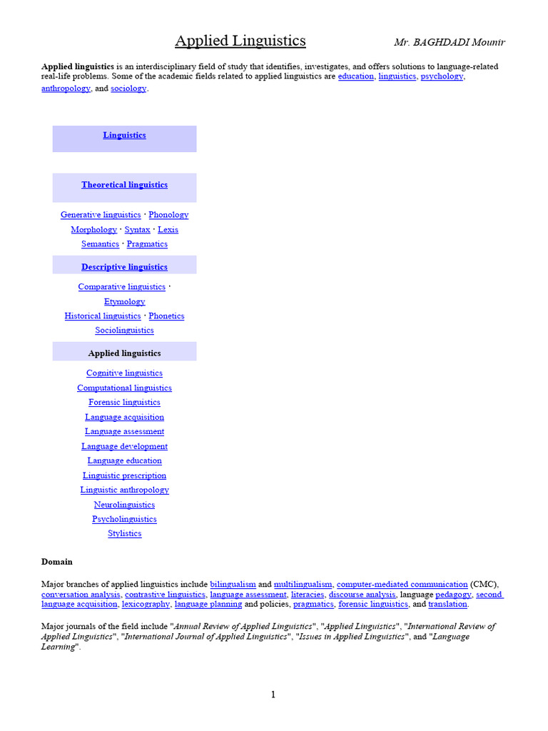 Applied Linguistics | PDF | Neurolinguistics | Applied Linguistics