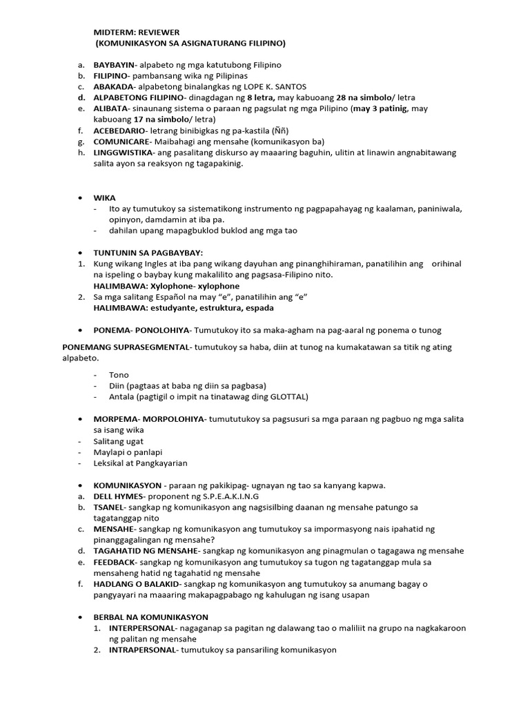 Midterm Reviewer | PDF