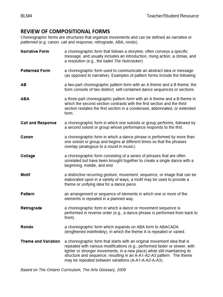 Compositional Form Definitions | PDF | Dances | Sequence
