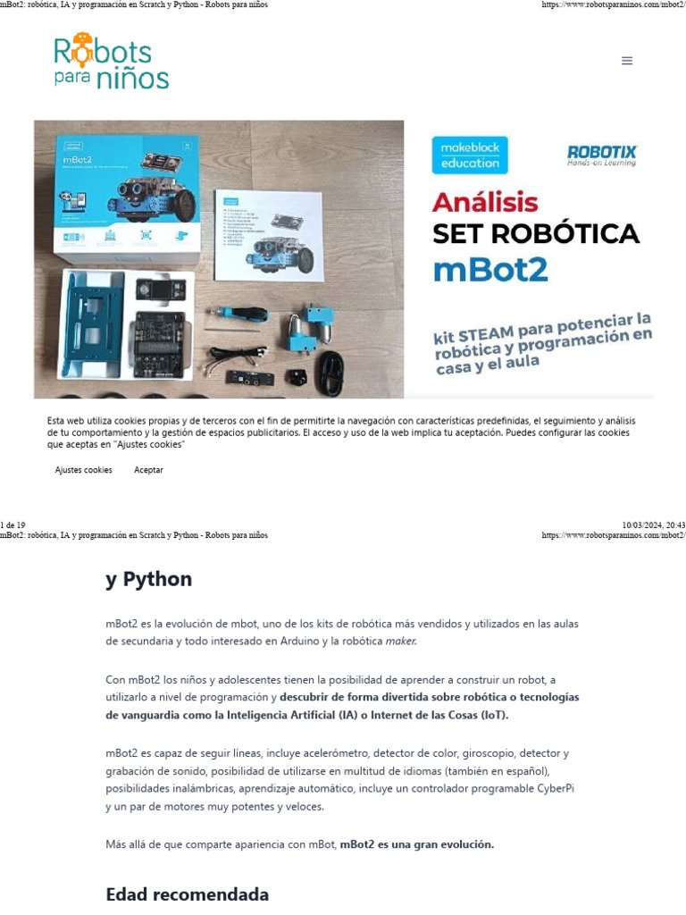 Mbot2 Robótica, IA y Programación en Scratch y Python - Robots para Niños | PDF | Cookie HTTP ...