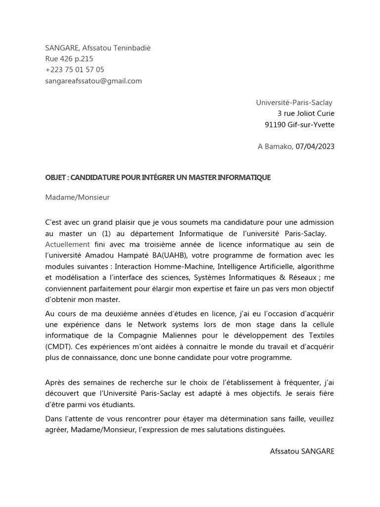 Lettre de Motivation | PDF | Ordinateurs