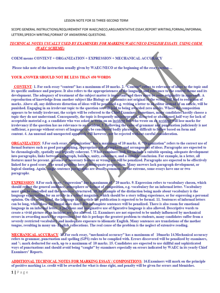 Ss 3-Eng. Note-2nd Term | PDF | Essays | Verb