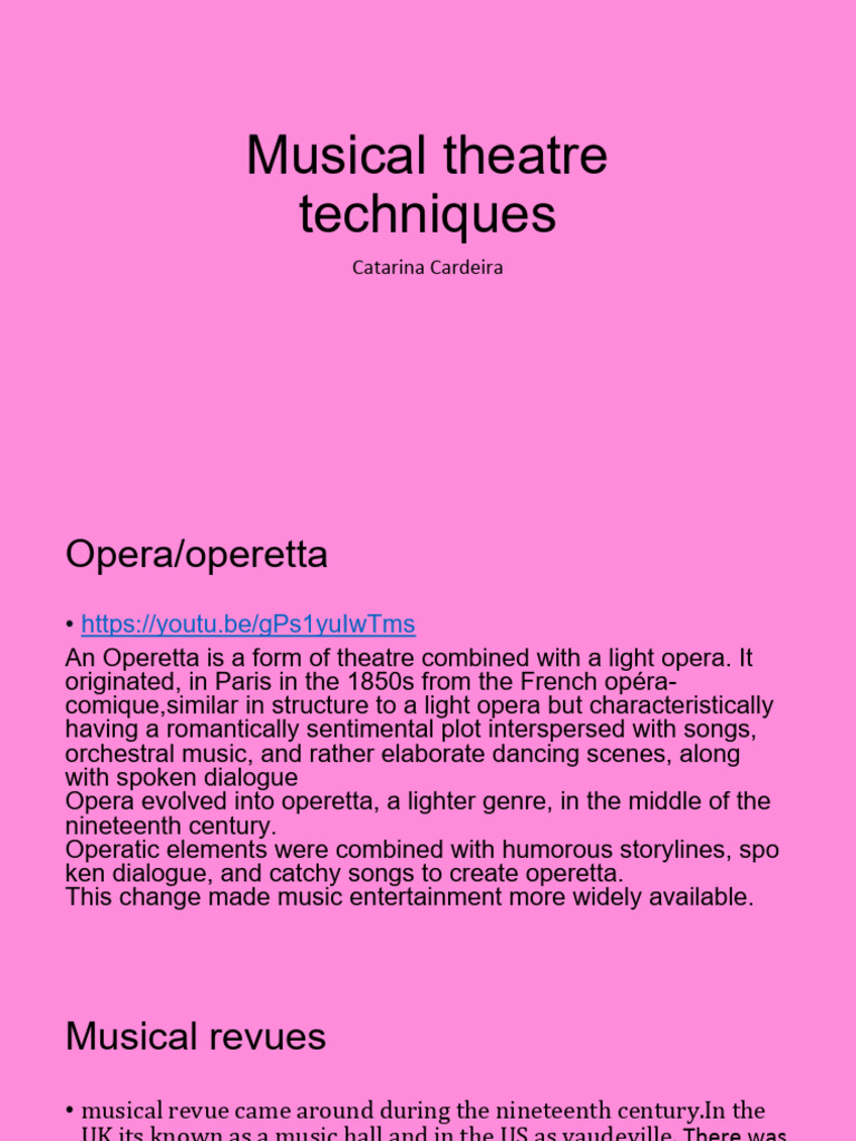 Musical Theatre Styles Explained | PDF | Musical Theatre | Operetta