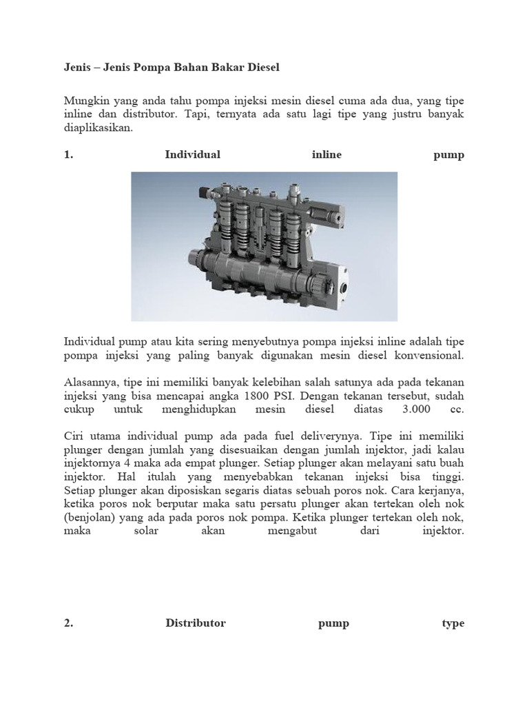 Jenis-Jenis Pompa Injeksi Diesel | PDF | Griya & Taman | Teknologi ...