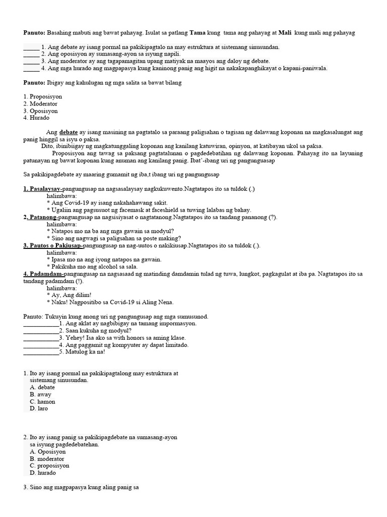 Filipino Activity | PDF