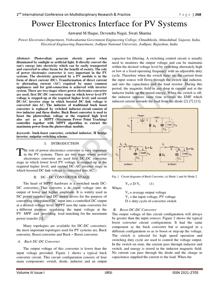 Power Electronics Interface For PV Syste | PDF | Power Inverter | Power Electronics