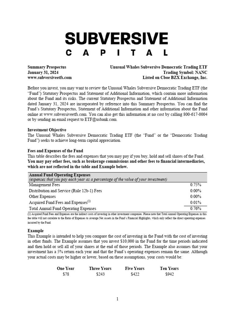 10 54 Unusual Whales Subversive Democratic Trading ETF Summary ...