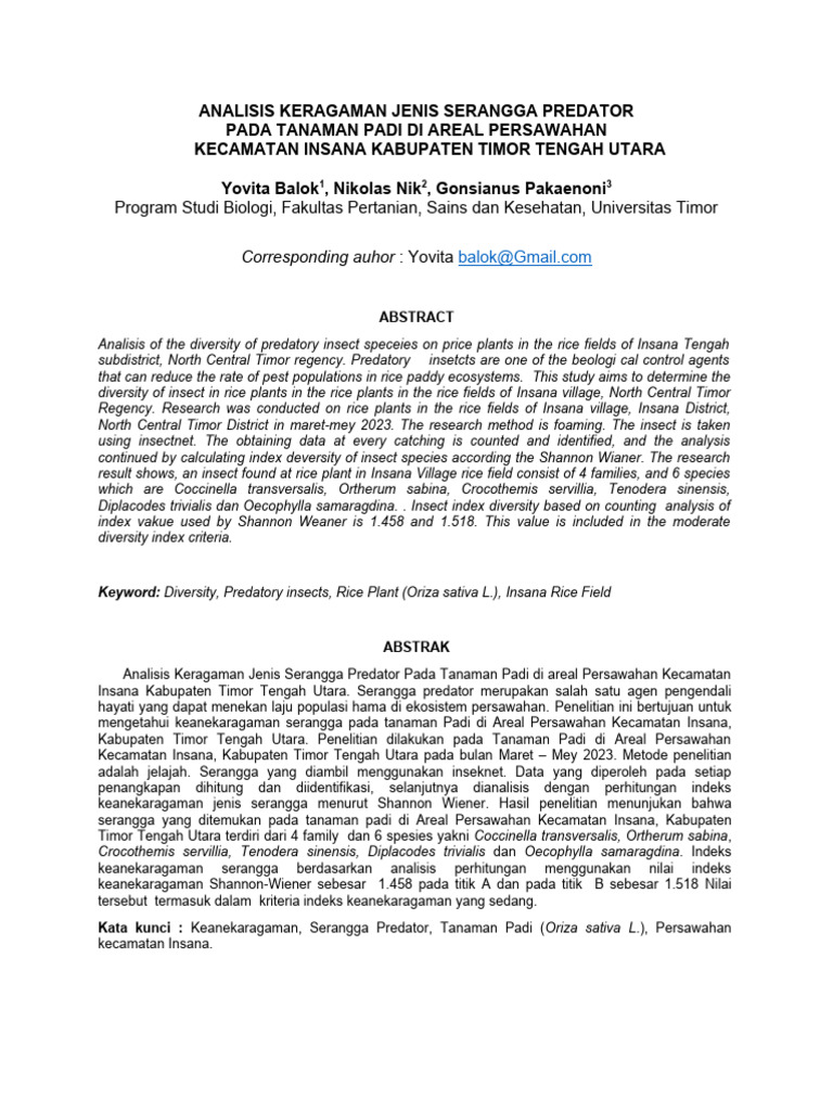 Jurnal Yovita | PDF | Insects