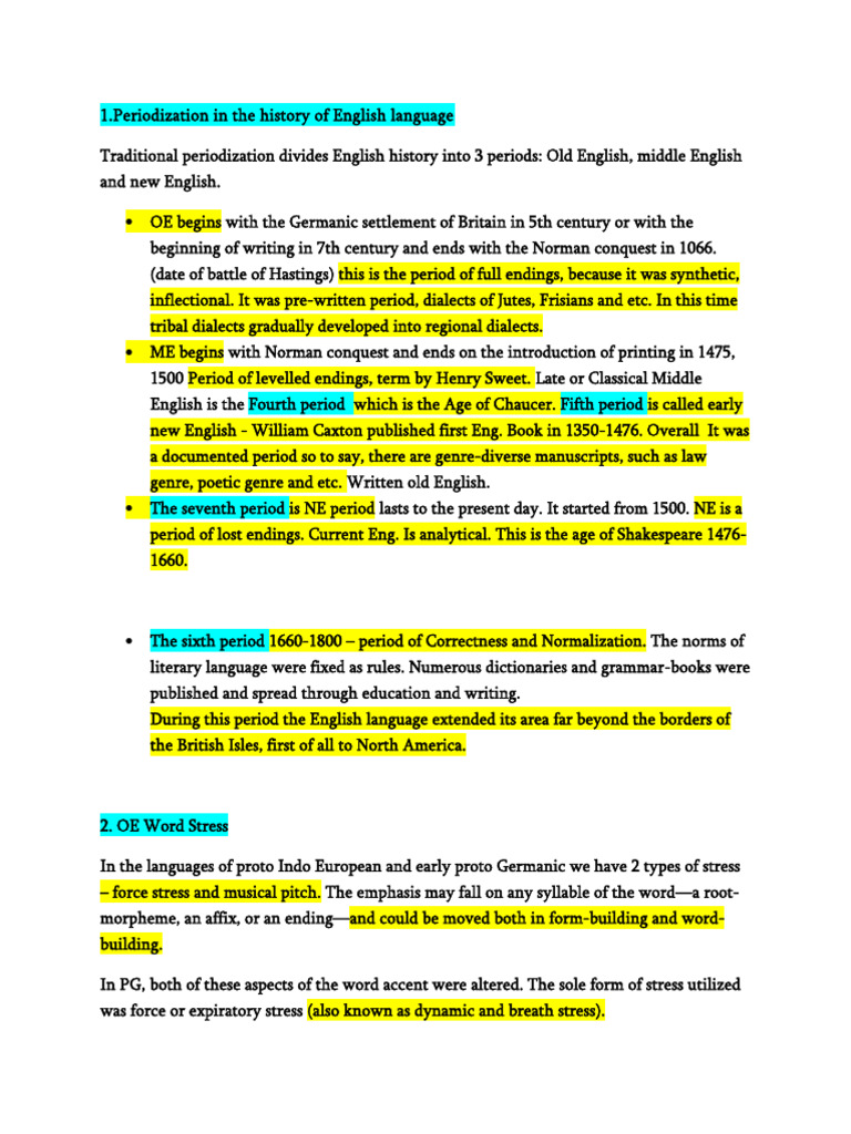 Evolution of English Language Periods | PDF | Grammatical Gender | Verb