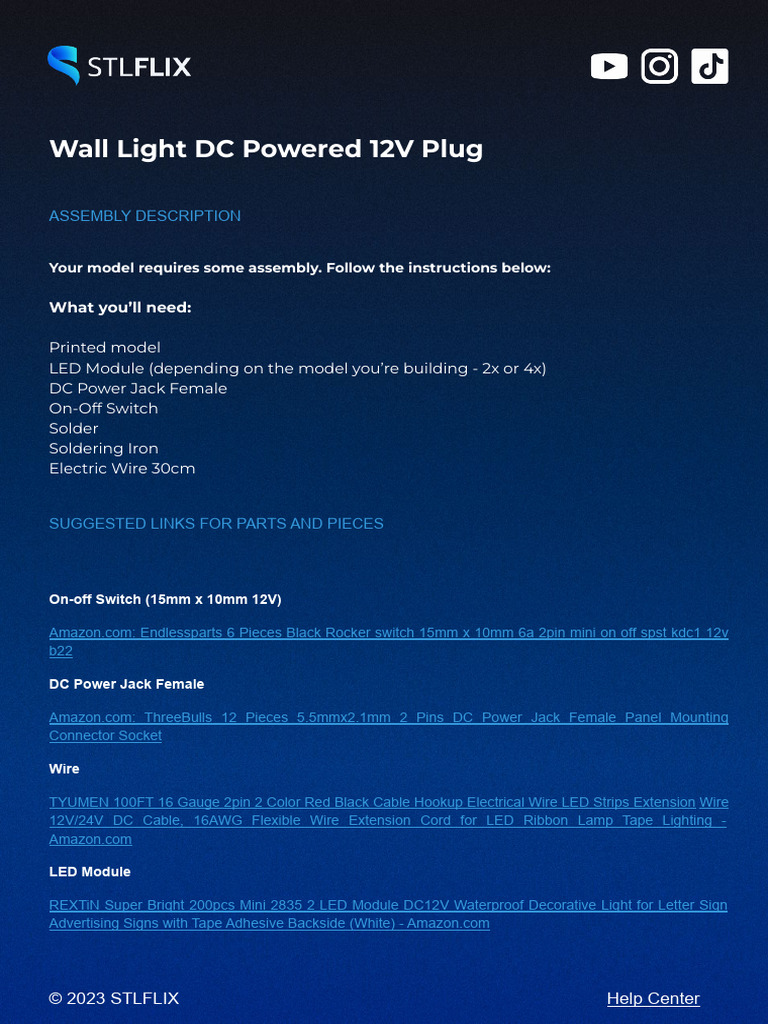 Wall Light DC Powered 12V Plug | PDF | Electrical Connector | Electrical Components