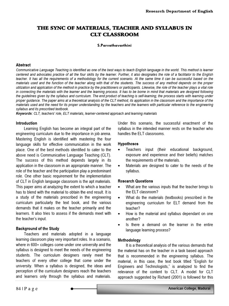 Sync of Materials and Teacher | PDF | Teachers | Curriculum