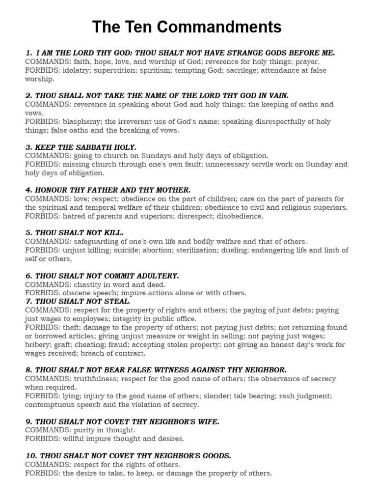 10 commandments english | PDF | Ten Commandments | Bible Content