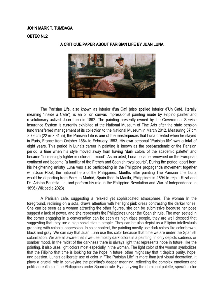 Analyzing Juan Luna's Parisian Life | PDF | Paintings