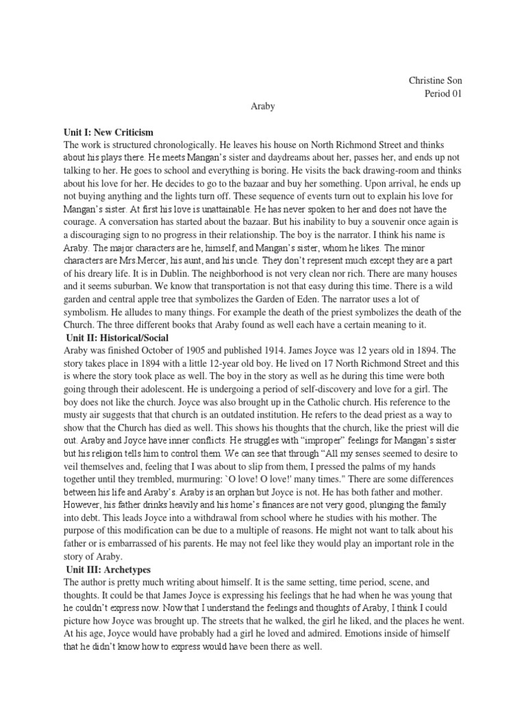 Analysis of Joyce's "Araby" Themes | PDF | General Fiction