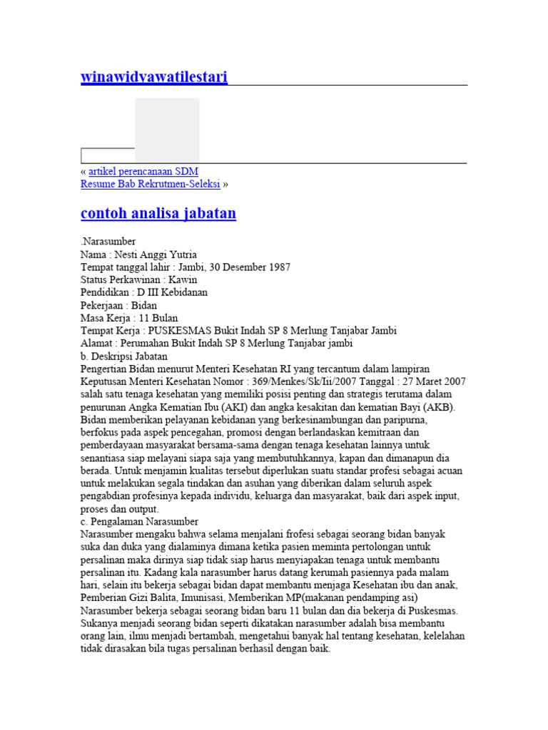 Anjab Bidan | PDF | Kesehatan Holistik