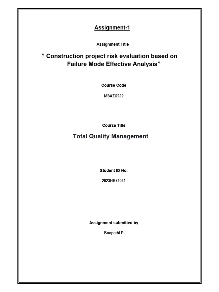 Construction Project Risk Evaluation Based On FMEA | PDF | Risk | Business