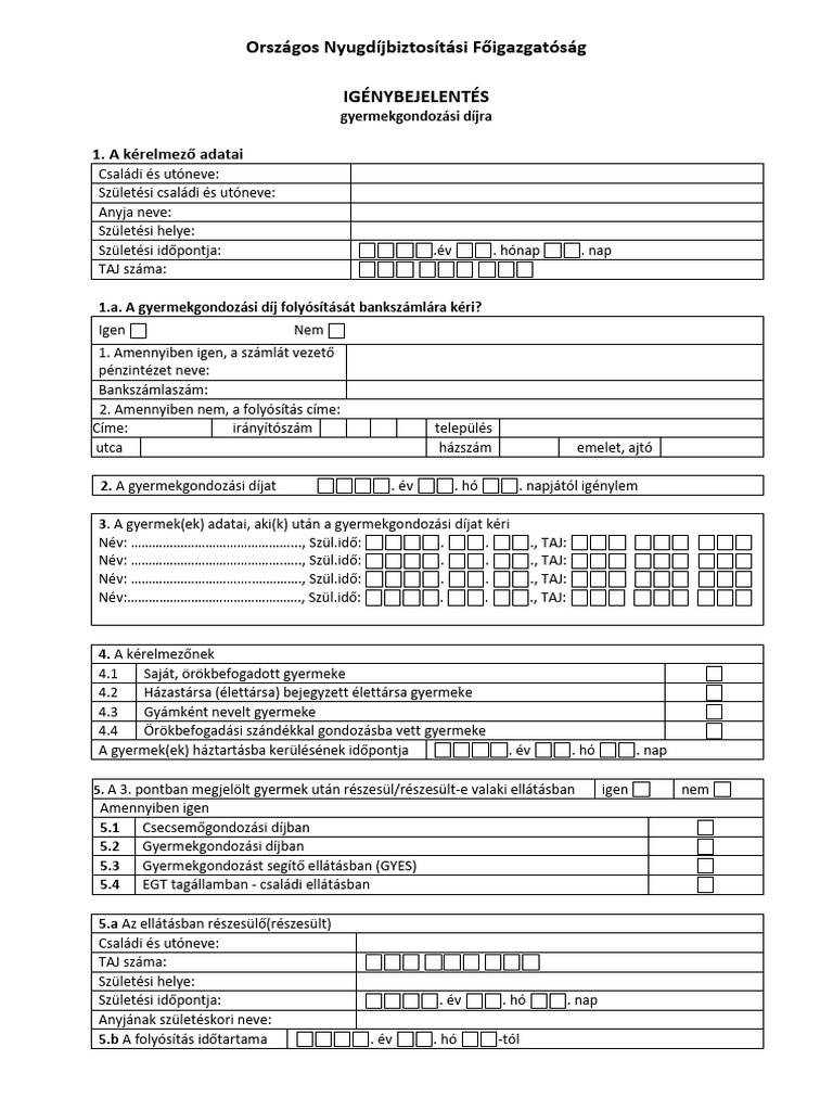 PEO. 07 K. Igenybejelentes Gyed Re | PDF