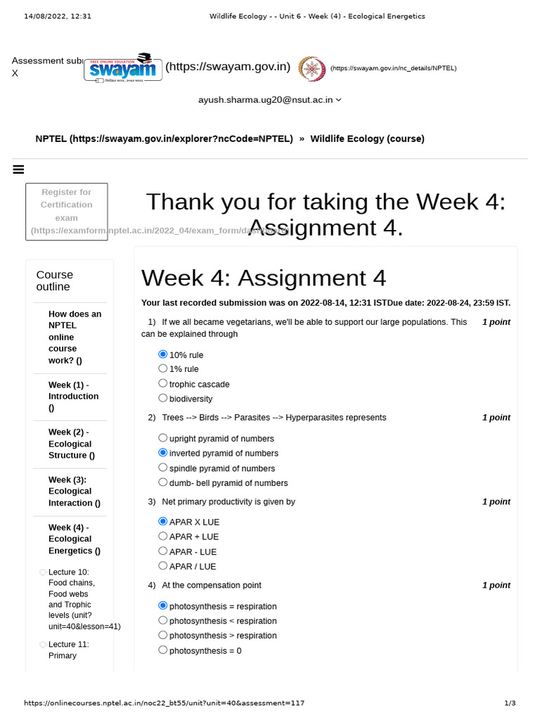 Wildlife Ecology - Unit 6 - Week (4) - Ecological Energetics | PDF ...