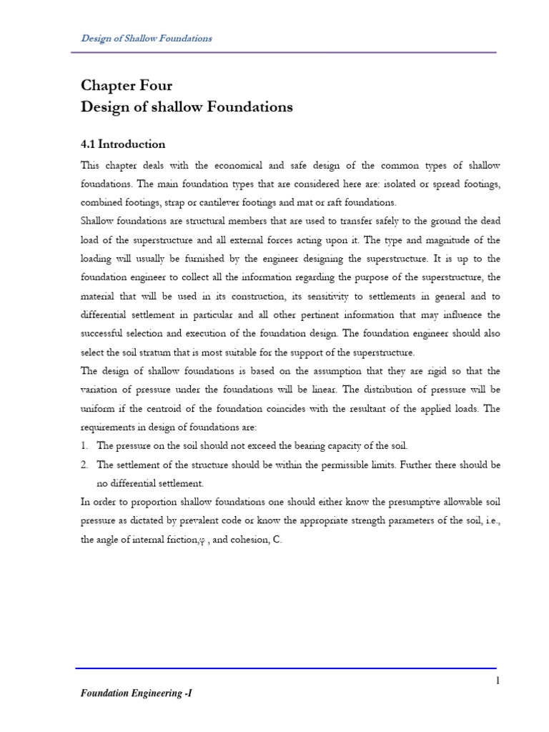 Chapter -4- Edited Design of Footings(EDITED1) | PDF | Rock (Geology) | Bending