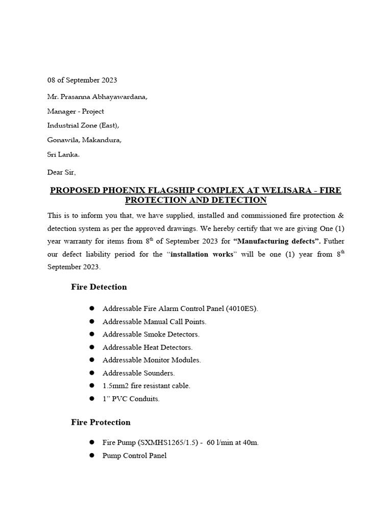 Warranty Certificate For PW - Fire Detection | PDF | Gas Technologies ...