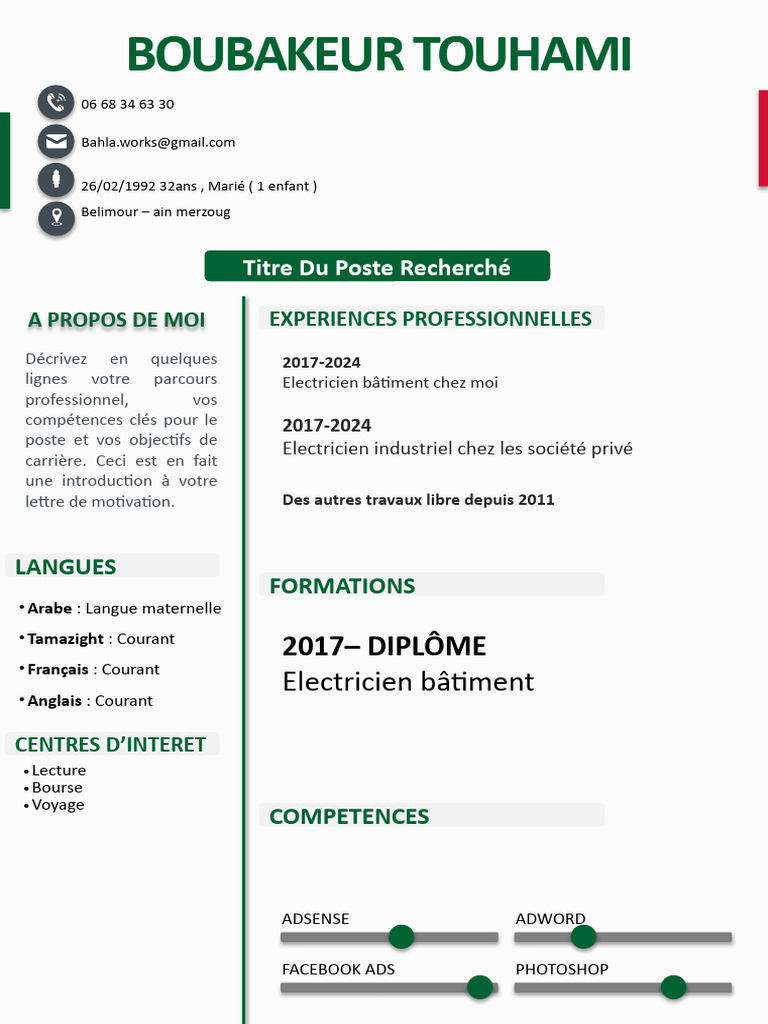 CV Algerie | PDF | Évolution de carrière