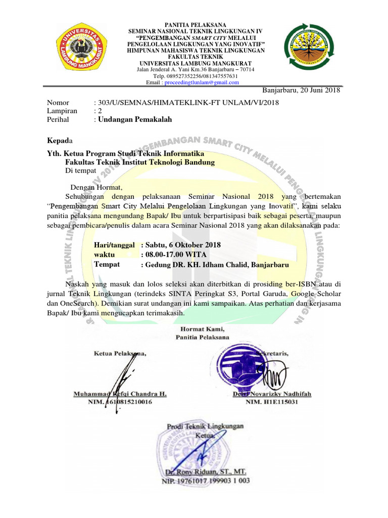 Surat Undangan Call For Paper & Poster Teknik Informatika ITB | PDF Surat Undangan Call For Paper & Poster Teknik Informatika ITB | PDF