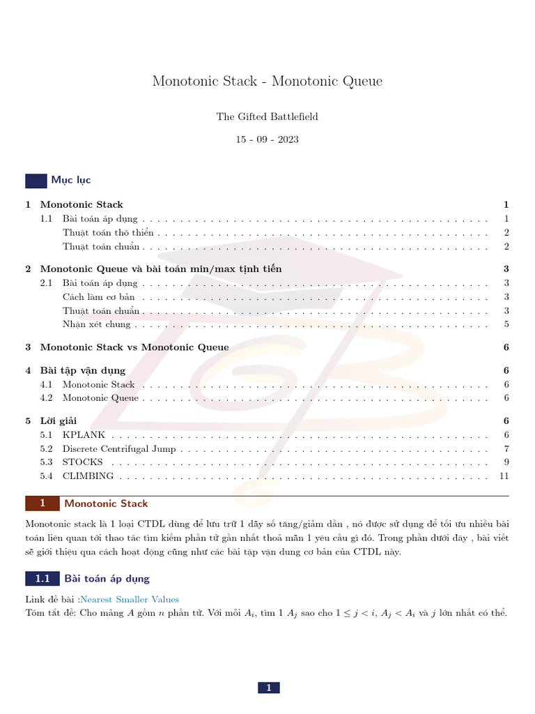 Monotonic stack & Monotonic queue | PDF Monotonic stack & Monotonic queue | PDF