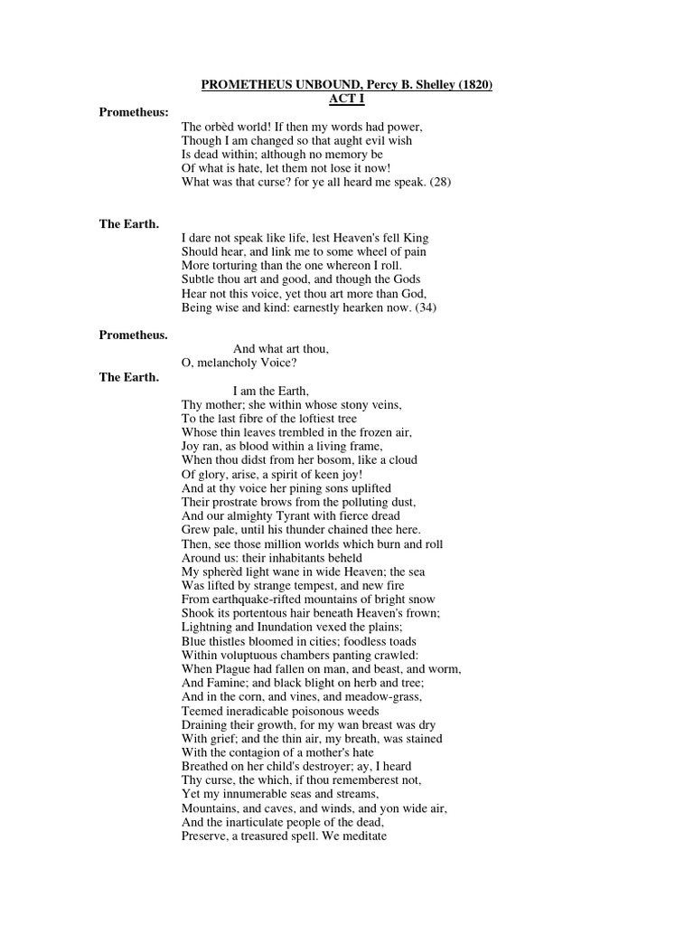 EXTRACTS 9 - P B Shelley Prometheus Unbound | PDF | Law
