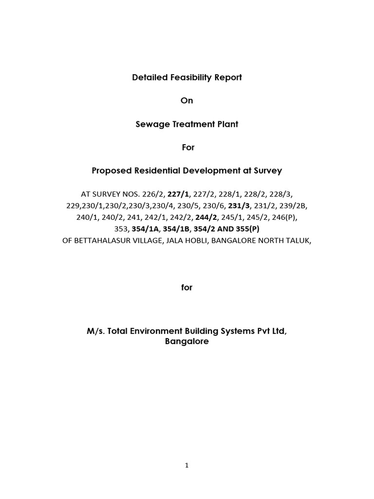 Detailed Feasibility Report - STP DESIGN | PDF | Sewage Treatment | Water