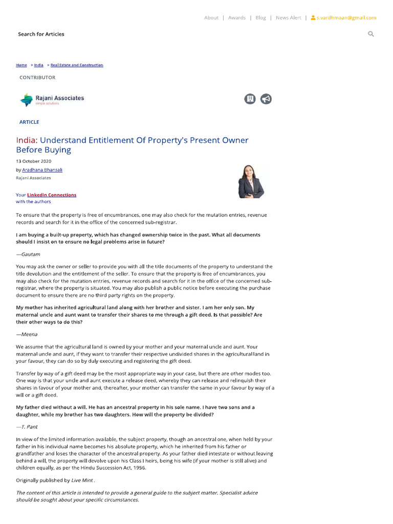 Understand Entitlement Of Property Q&A | PDF