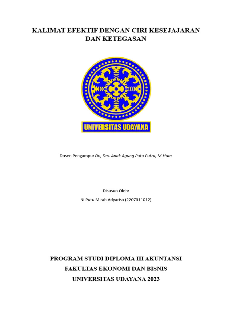 KALIMAT EFEKTIF DENGAN CIRI KESEJAJARAN DAN KETEGASAN Paper Bindo | PDF