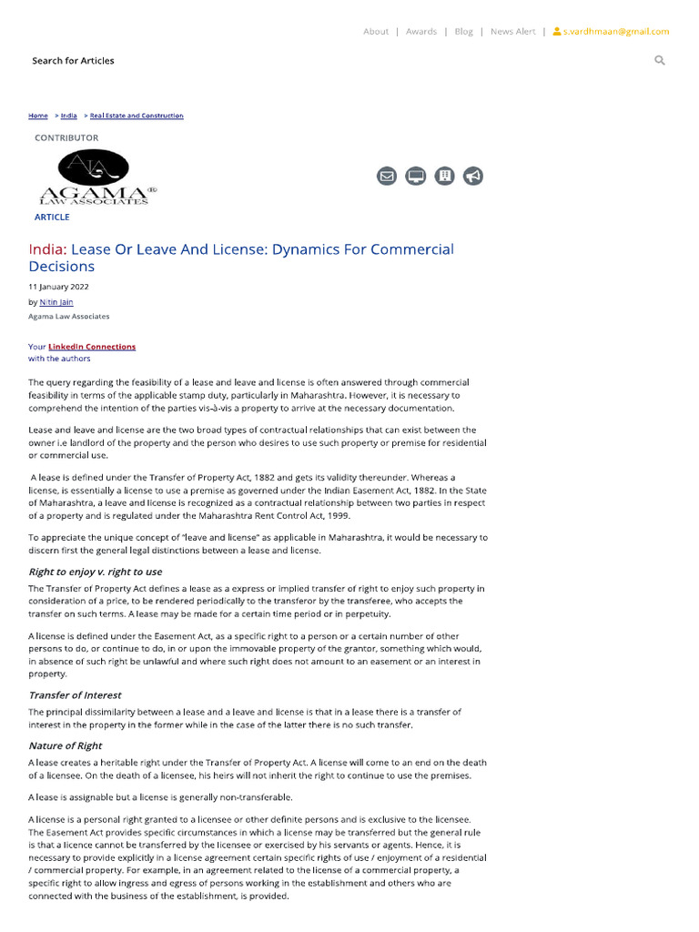 Transaction - Lease or Leave and License | PDF