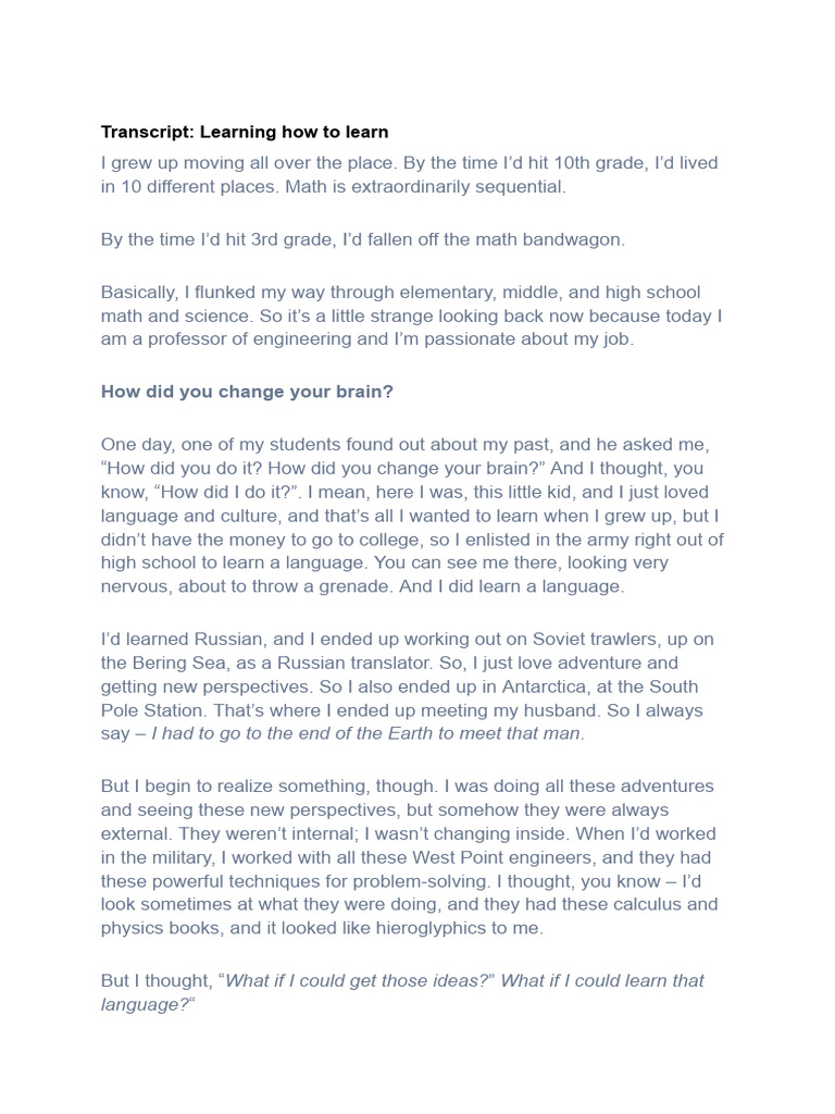 Learning How To Learn | PDF | Thought | Invention