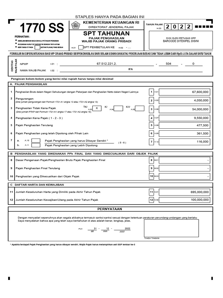 Form SPT 1770 SS N0.1 Soal&Jawaban (Siti M. Adang) | PDF