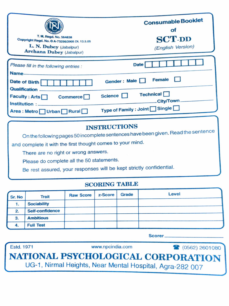 Projective Techniques (Sentence Completion Test ( | Download Free PDF ...