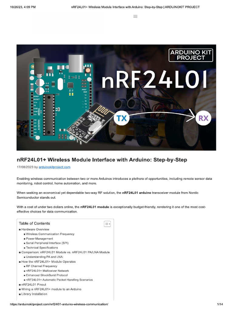 nRF24L01+ Wireless Module Interface wit...ino_ Step-by-Step _ ARDUINOKIT PROJECT | PDF