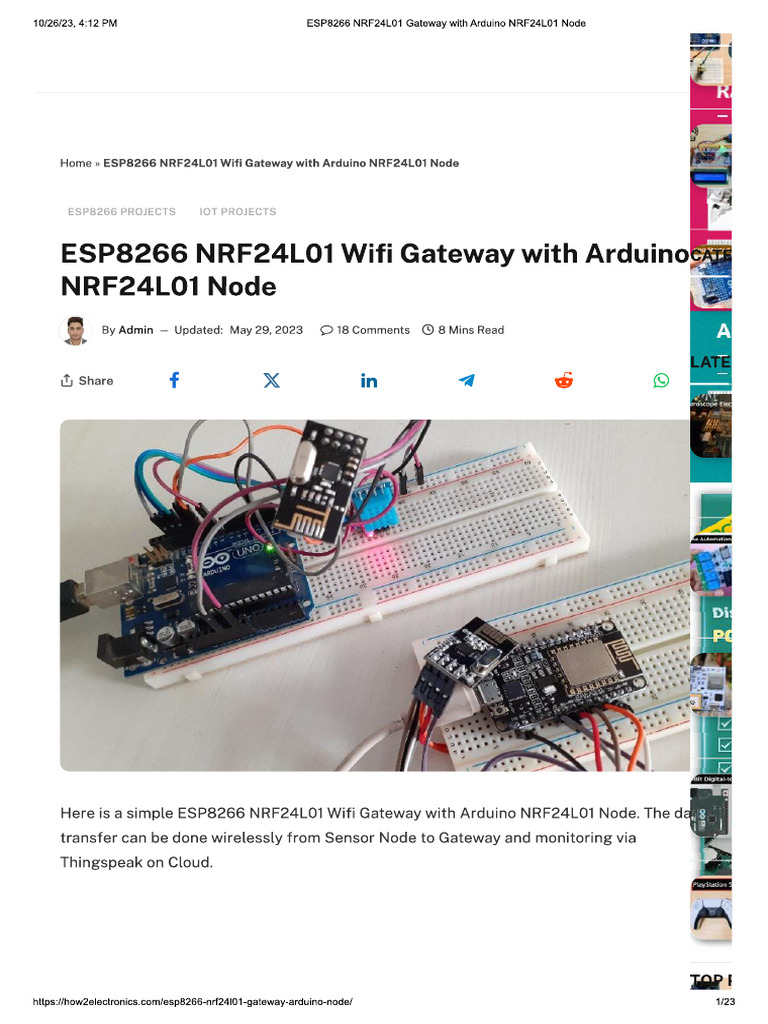 ESP8266 NRF24L01 Gateway With Arduino NRF24L01 Node | PDF | Technology & Engineering