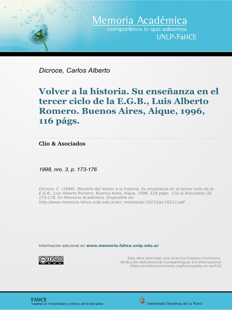 Romero Luis Alberto. Volver A La Historia | PDF | Enseñando | America ...