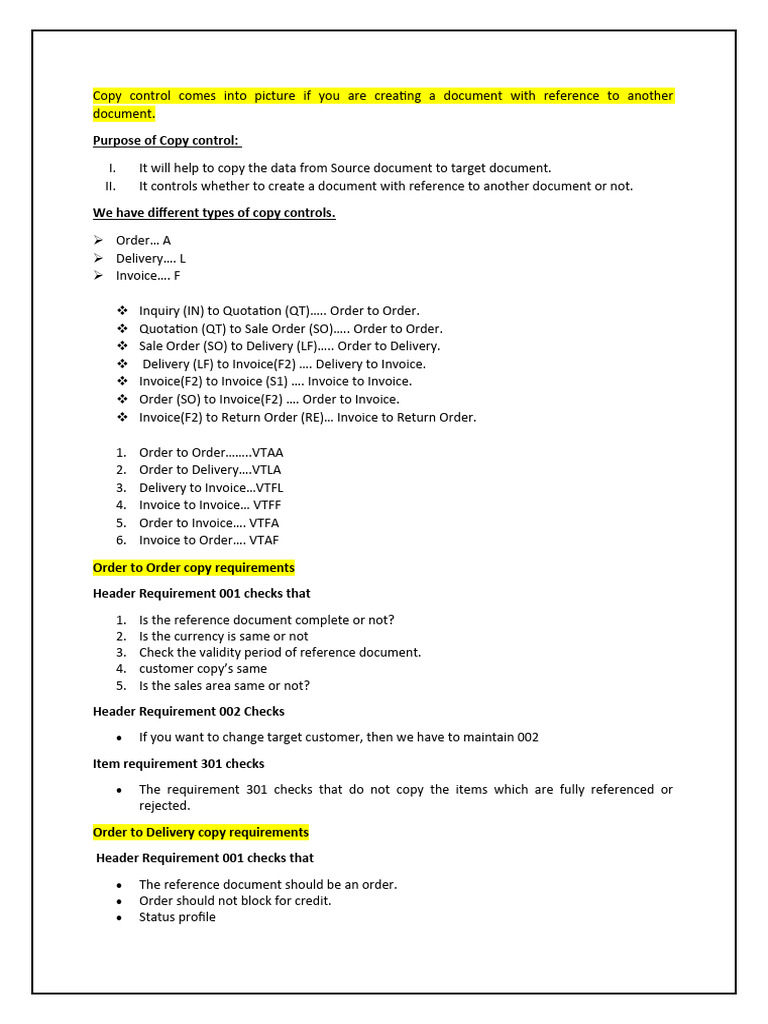 SAP SD Copy Control Overview | PDF | Invoice | Business Documents