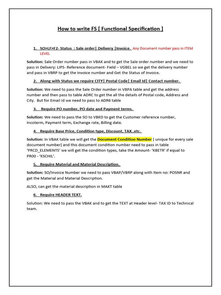 SAP SD - Functional Specification | PDF | Invoice