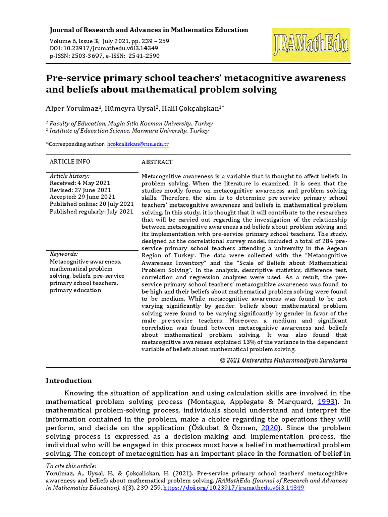 METACOGNITIVE | PDF | Metacognition | Data Analysis