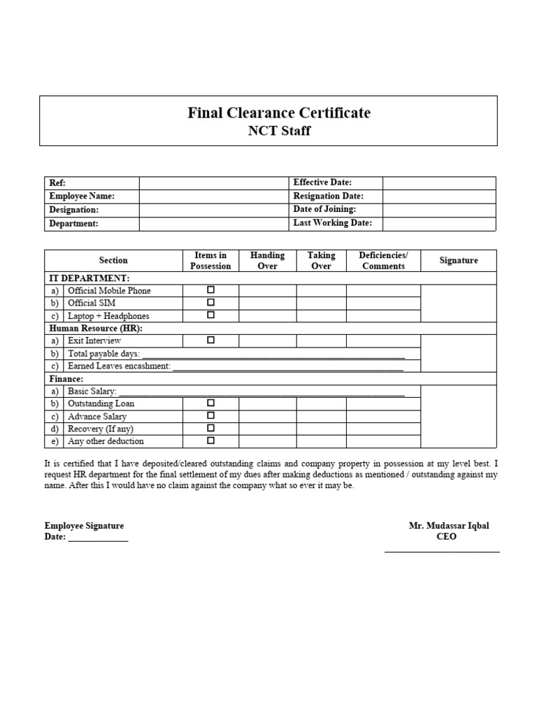 RAS-005 Clearance Form | PDF